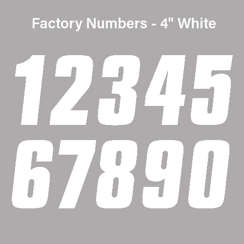 FACTORY EFFEX Factory Numbers - 4" White – Motogear New Zealand